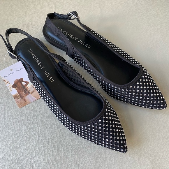 Sincerly Jules | Shoes | Sincerely Jules Lark Rhinestone Mesh Slingback ...